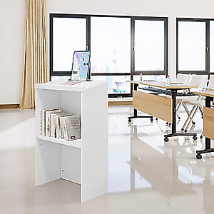 Panana Podium Stand- Portable Podium Stand Hostess Stand Desk with Adjustable Shelf for Churches, Lectern Classrooms, Office (White)