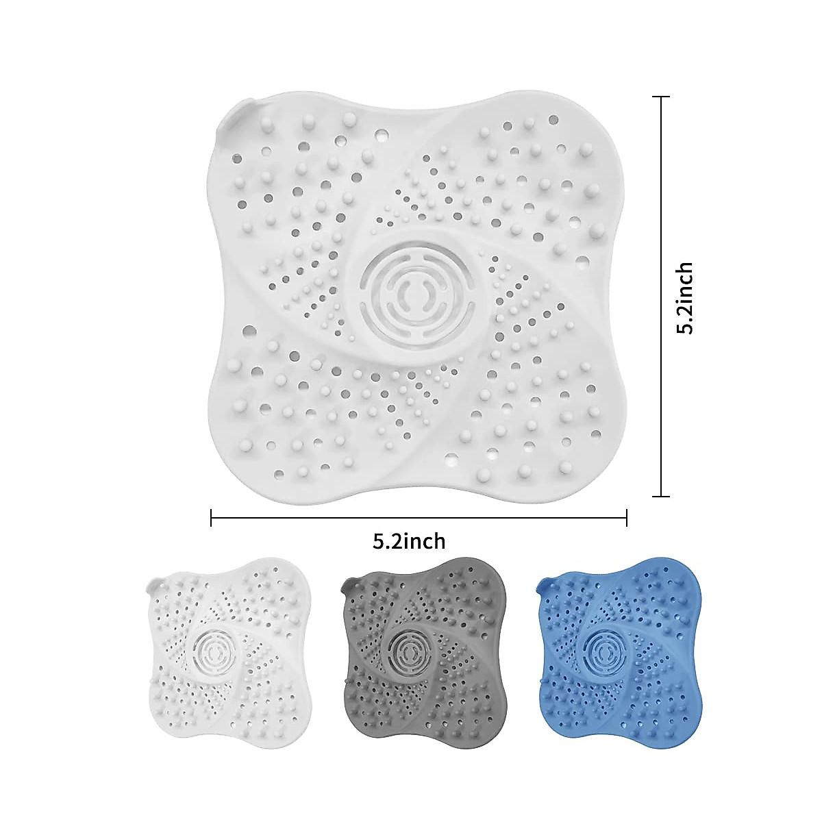 OUPAI Drain Hair Catcher Sturdy Silicon, Hair Stopper for Shower Drain with Suction Cup, Drain Cover Easy to Install and Clean Suit for Bathroom Bathtub and Kitchen 3 Pack