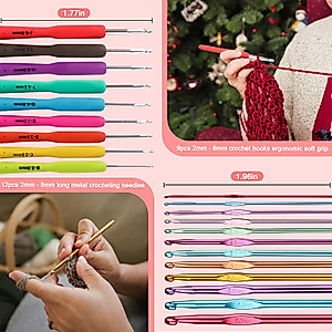 Katech Crochet Hooks Kit with Case, 85-Piece Crochet Hooks Set, Ergonomic Crochet Hook Crochet Needles Weave Yarn Kits DIY Hand Knitting Art Tools for Beginners and Experienced Crochet Lovers
