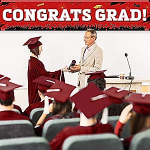Bundle- 2 Items: Red Graduation Backdrop+ Graduation Banner
