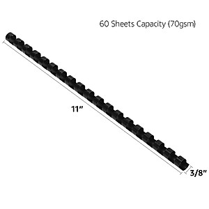 Amazon Basics Plastic Binding Comb, 100 Pcs/Box,19-Holes, 3/8 in (10 mm), 60 Sheets