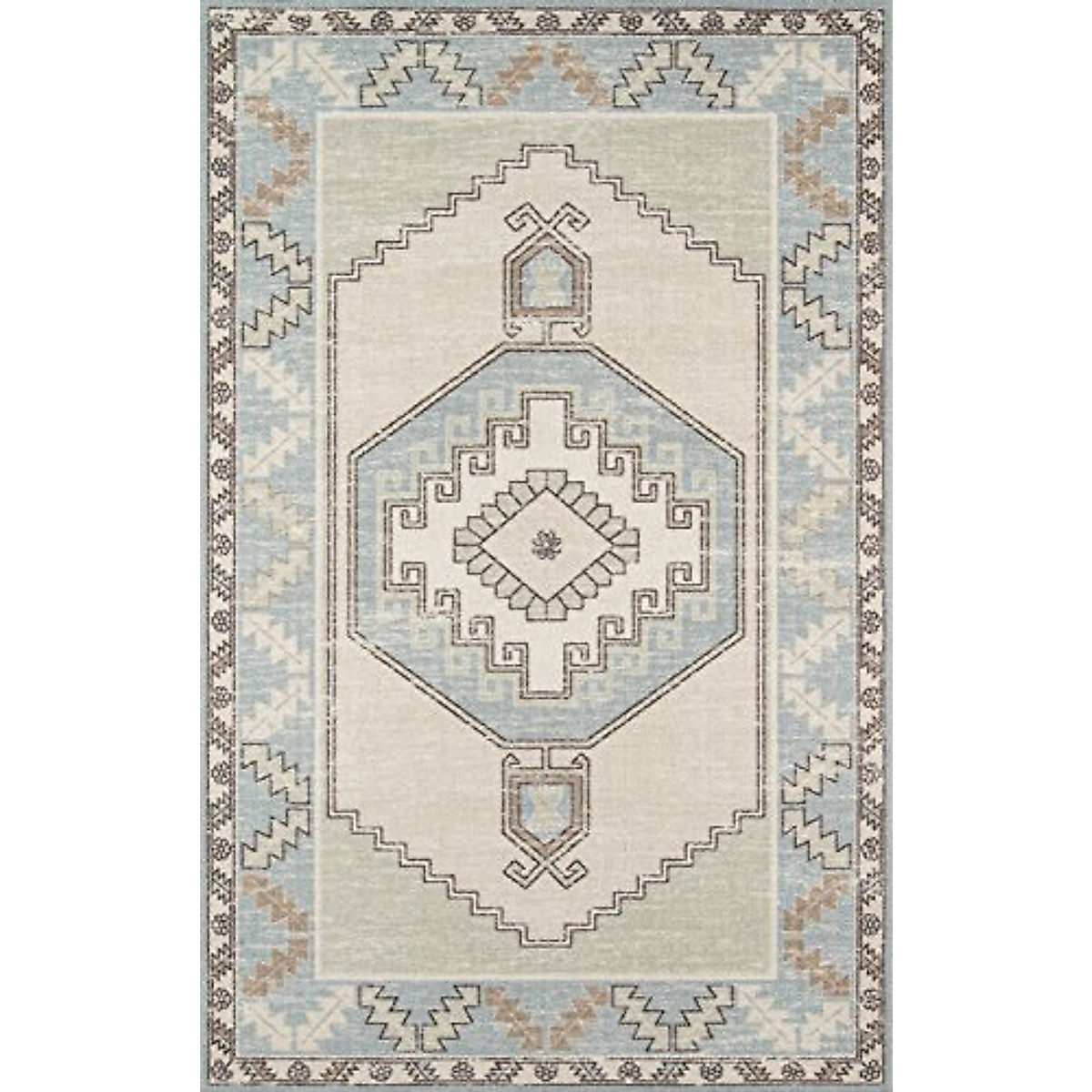 Momeni Anatolia Wool and Nylon Area Rug 3'3" X 5' Light Blue