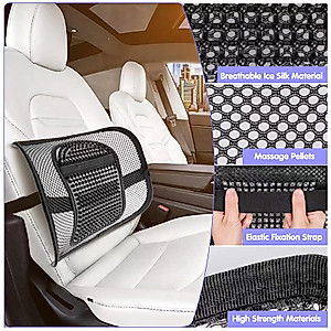 Car seat Lumbar Support Mesh Lumbar Support Seat Back Lumbar Support Lumbar Support Breathable Back Support Pads for Car Home and Office Chairs (Black 2-Pack)