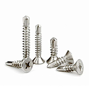 Metal Tek Screws Sheet Metal Self-Drilling Screws Phillips Drive Flat Head 410 Stainless Steel Countersunk, #3Drill Point Thread Size #10-16 Dia 3/16”(Pack 100,1 1/4")