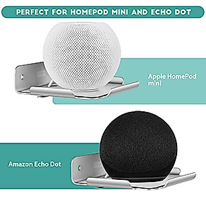 aplslpa Small Wall Shelf, 4.7" Floating Shelves for Speakers, Internet Router, Smart Home, Apple HomePod Mini, Echo Dot 4th, Security Camera– for Bedroom, Gaming Room, and Living Room (Silver)