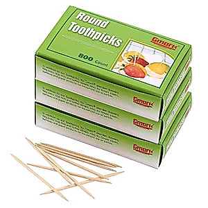 Gmark Round Hotel Toothpicks 800 ct - 3 Boxes Pack Total 2400 ct - 2.5" Natural Wooden Toothpicks GM1021