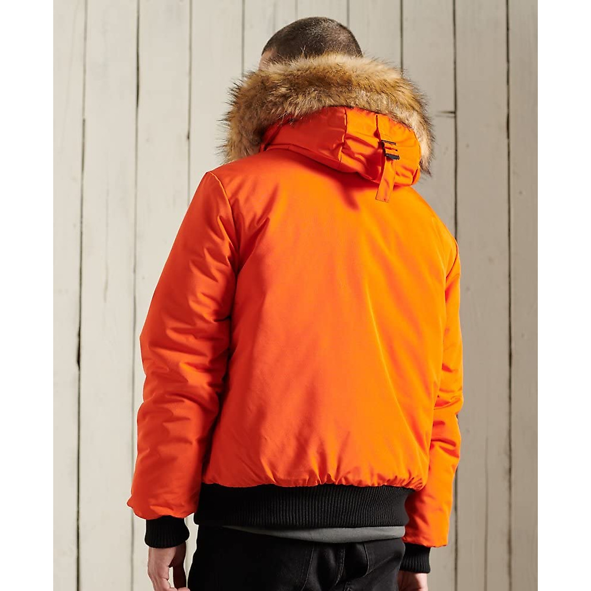 Superdry Mens Everest Bomber Jacket, Zip And Popper Fastening Orange Size M