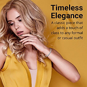 Shop LC Stainless Steel Tennis Bracelet - Adjustable Cubic Zirconia Bracelet for Women - Dainty CZ Crystal Bridal Bracelets - 7" Length with a 2" Extender Costume Jewelry for Women Birthday Gifts for