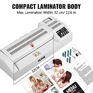 VEVOR Lamination Machine 12.6" Thermal Laminator Machine 4 Rollers System Portable Laminating Machine for Home School or Small Office Suitable for Use with Photos, Handouts or Other Laminating Needs