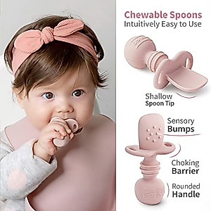 SAMiGO Baby Led Weaning Supplies - Silicone Baby Feeding Set - Suction Bowl Divided Plate Bib Cup Self Feeding Spoons - Toddler Baby Dish Set - First Stage Solid Food Eating Utensils - 6+ Months