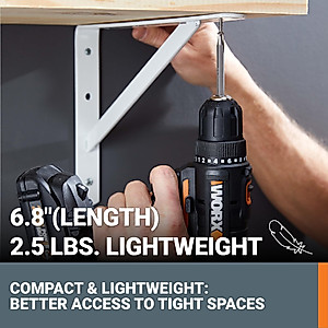 Worx 20V 3/8" Cordless Drill with 84pc Accessory Kit, Variable 2-Speed Drill Set 265 In-Lbs Torque 20+1 Clutch, Lightweight Compact Drill Driver 3/8-Inch Keyless Chuck – Battery & Charger Included