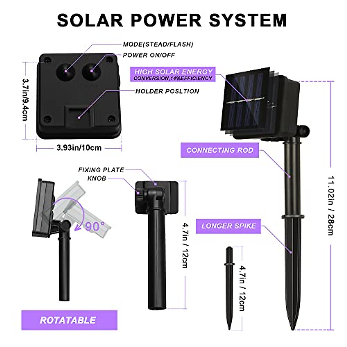 Hopolon Halloween Solar String Lights Outdoor, 2 Pack Each 33FT 100 LEDs Solar Powered Fairy Lights with 8 Modes for Indoor Outdoor Patio Yard Trees Christmas Wedding Party-Purple