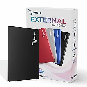 SUHSAI External Portable Hard Drive 500GB USB 2.0 HDD Storage and Backup Hard Disk Memory Expansion – Ultra Slim 2.5” Harddrive Compatible with PC, MAC, Laptop, Desktop Computer (Black)