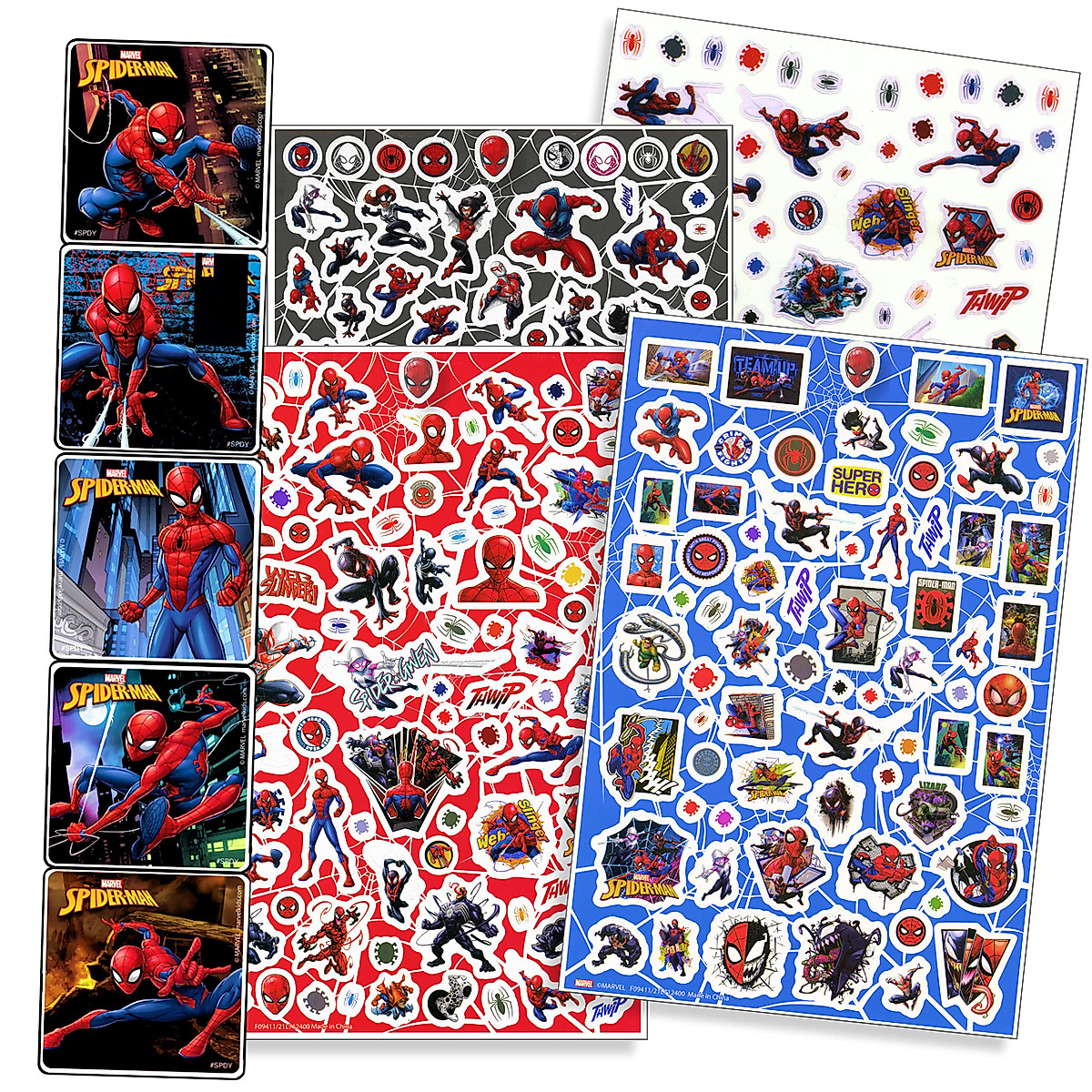 Disney Studios Spiderman Stickers Activity Set - Bundle Includes Spiderman Stickers, Spiderman Coloring Book, Superhero Door Hanger, Thank You Card Craft