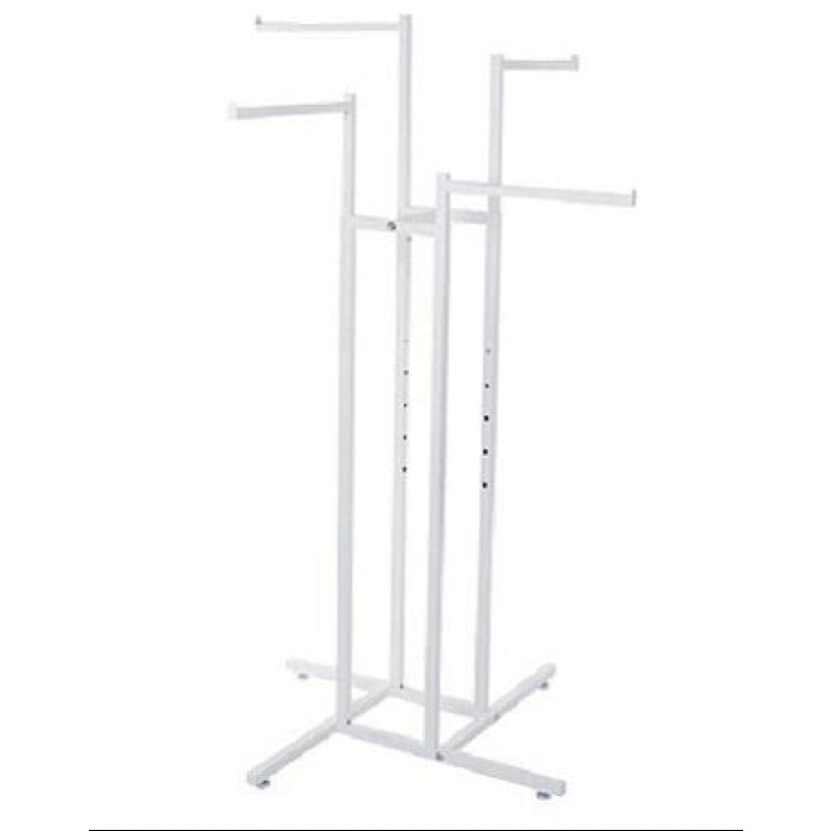 4-Way Clothing Rack White Straight Arm Garment Retail Display 48 - 72" H Adjust