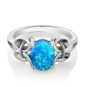 Gem Stone King 925 Sterling Silver Oval Gemstone Birthstone Engagement Ring | Oval 9X7MM | Wedding Anniversary Promise Ring For Women | Available in size 5, 6, 7, 8, 9