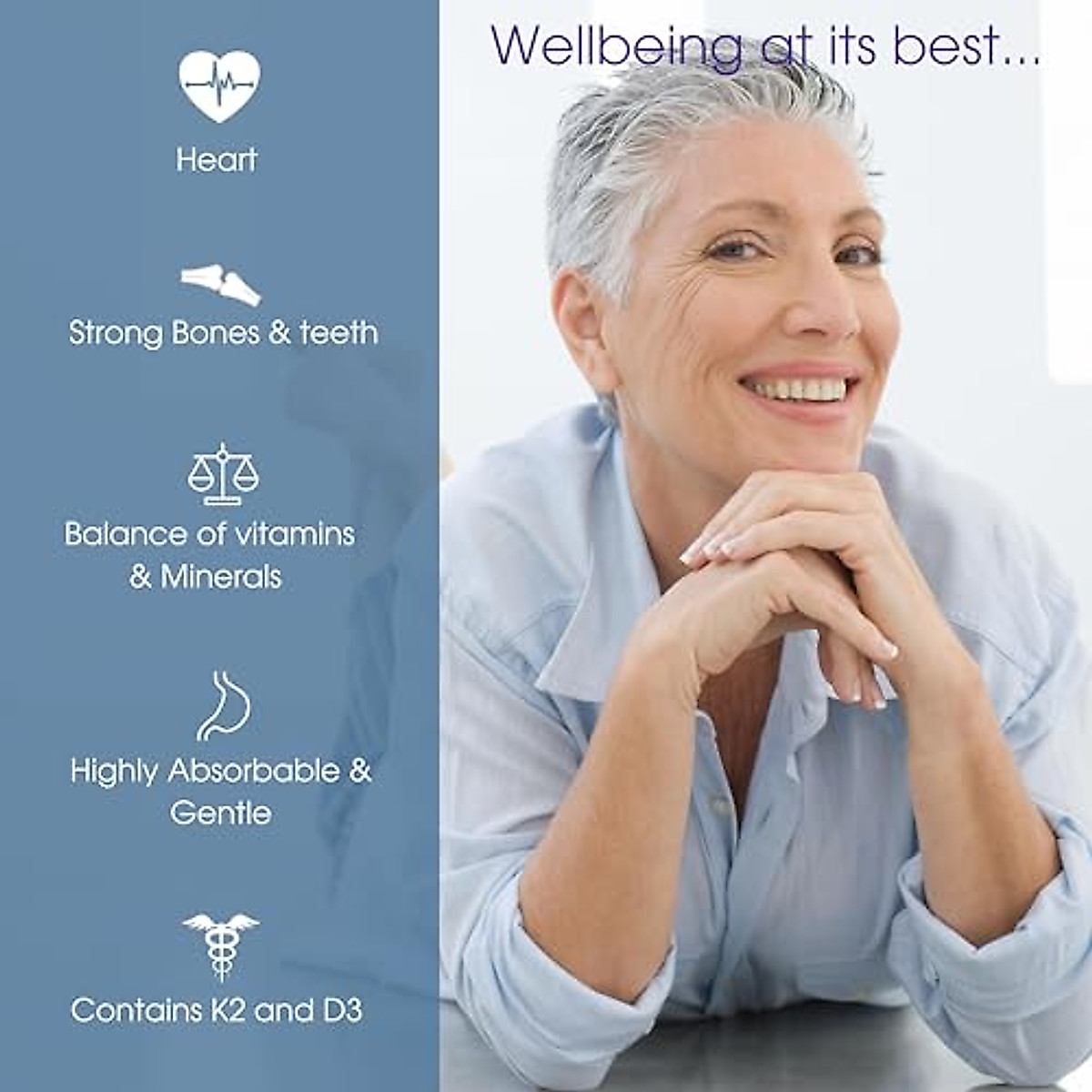 Calcium Supplement for Women & Men - Calcium Citrate & Hydroxyapatite 1000mg + Vitamin D3 K2 Magnesium Zinc & More for Complete Bone Health, 180 Tablets