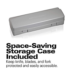 Hamilton Beach Electric Knife for Carving Meats, Poultry, Bread, Crafting Foam & More, with Reciprocating Serrated Stainless Steel Blades, Ergonomic Design, Storage Case + Fork Included, White