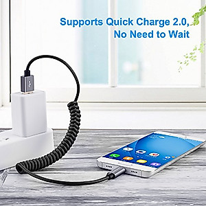 CableCreation USB to C Coiled Cable for Car, Coiled USB to USB C 3A Fast Charging Stretched 1.5-5 Feet, for Galaxy SS23 S22 S21 20 S10 S9,Pixel,Mini iPad,Black