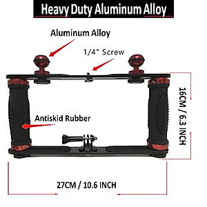 Aluminium Alloy Underwater Lights Dive Light Video Light Stabilizer Tray Handheld Handle Stabilizer Support Bracket Camera Mount for Action Camera and Any Other Camera with 1/4 inch Screw Hole