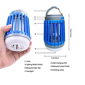Essen Guard Outdoor Indoor Bug Zapper - Camping Bug Zapper LED Flashlight Tent Light - SOS Emergency Light -Fly Zapper Mosquito Trap - Electric Mosquito Zapper for Outdoor Use.