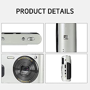 Digital Camera 18MP 2.7-Inch LCD Screen 8X Digital Zoom FHD 1080P Digital Camera Compact Camera Students Boys Girls Gift Support Connect to Computer Print (White)