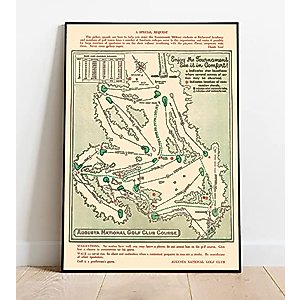 Historic Map - Augusta National Golf Club Course, 1954 - Unframed Vintage Wall Art 18in x 24in