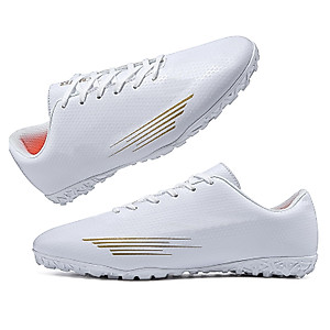 Indoor Soccer Shoes Mens Soccer Cleats Women Turf Soccer Shoes Men Zapatos de Futbol para Hombres Football Cleats Women Tacos de Futbol para Hombre Tacos de Futbol Youth Futsal Shoes TF White