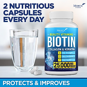 ORIONPHARMA Biotin Keratin & Collagen Capsules - Made in USA - Natural Collagen, Keratin & Biotin for Hair Growth - Biotin & Collagen Vitamins with Multi Collagen Peptides for Hair Loss, Skin & Nails