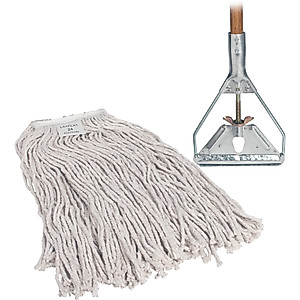 Genuine Joe-GJO54201 Cotton Wet Mop with Handle 60" Width x 0.94" Height; Cotton HeadWood Handle – Lightweight