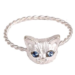U-M PULABO Ring Ladies Ring Hand Ornament Rhinestone Glitter Cat Pattern Cute Fashionable Anniversary Present Exquisite Useful