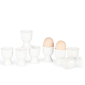 ONTUBE Porcelain Egg Cups,Ceramic Egg Stand Holders for Hard Boiled Eggs Set of 8 (White)
