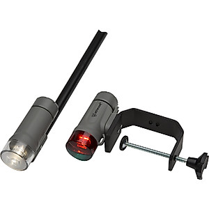 attwood 14190-7 Water-Resistant Portable Clamp-On LED Light Kit with Marine Gray Finish