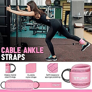 WALITO 10Pcs Barbell Pad Set for Hip Thrust - Squat Pad for Barbell Lunges, Bench Press, with 2 Gym Ankle Straps, 3 Resistance Bands for Working Out, 2 Lifting Strap, Workout Poster, Carry Bag