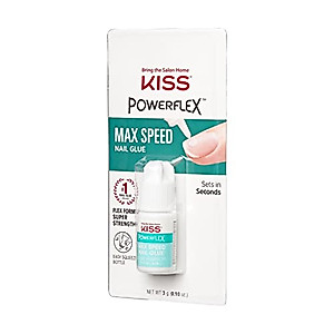 KISS PowerFlex Maximum Speed Nail Glue - Fast Drying Adhesive for Glue-On Nails & Repairs with Nozzle Tip Applicator, Ideal for Tips & Wraps, Net Wt. 0.10 oz (3g)