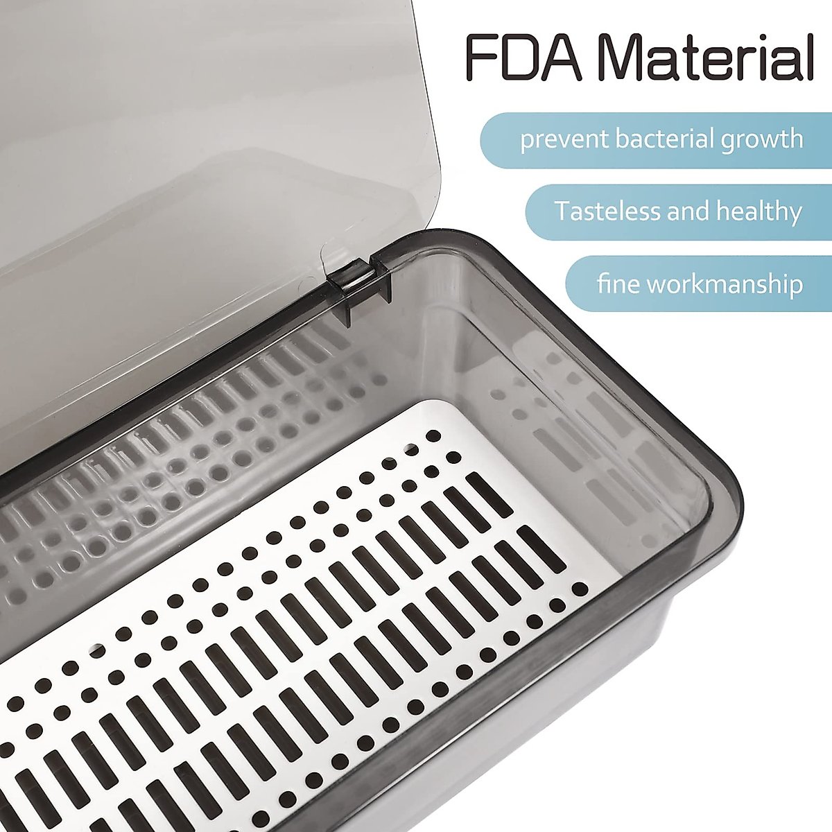 DOITOOL 3PCS Flatware Tray with Lid and Drainer, Tableware Utensil and Cutlery Drawer Organizer with Lid Covered Silverware Tray to Keeps Your Cutlery Organized and Protected