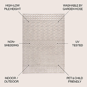 JONATHAN Y SBH100A-5 Xlendi High-Low Pile Moroccan Geometric Indoor Outdoor Area-Rug Bohemian Contemporary Easy-Cleaning High Traffic Bedroom Kitchen Backyard Patio Porch Non Shedding, 5 X 8, Beige