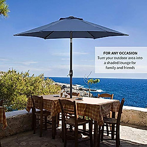 HYD-Parts 9FT Patio Umbrella Outdoor Table Umbrella,Market Umbrella with Push Button Tilt and Crank for Garden, Lawn, Deck, Backyard & Pool (Navy Blue)