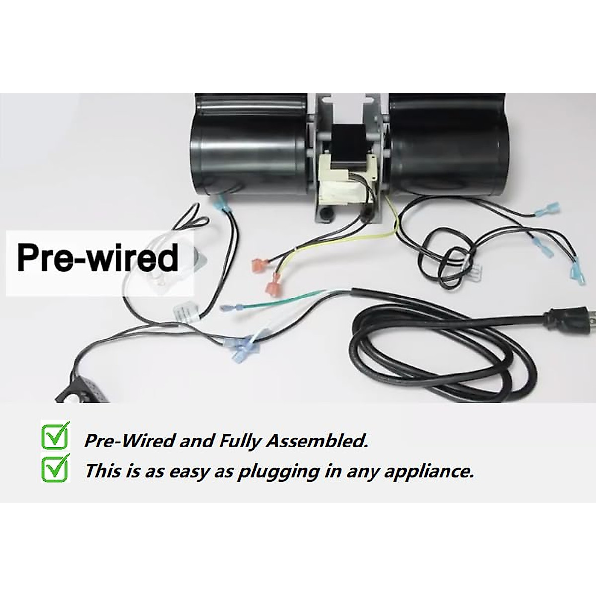 Hongso Pre-Wired GFK-160 GFK-160A Fireplace Blower Fan Kit with Ball Bearings Motor for Heat N Glo, Hearth and Home, Quadra Fire, GTI, Fasco, Regency Wood Stove Insert, Royal, Jakel, Nordica, Rotom