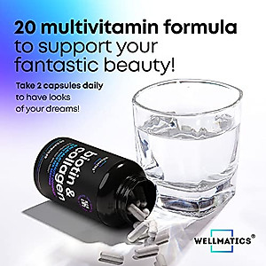 Biotin Capsules with Collagen and Keratin - 25000MCG Per Serving - Biotin Vitamins for Hair, Skin and Nails - Premium Biotin Supplement for Hair Growth for Women and Men - Metabolism Support - 60 Caps