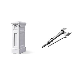 Step2 500599 Atherton Reserve Storage Classic White Mailbox & Mayne 580D-BK Ground Screw, Silver