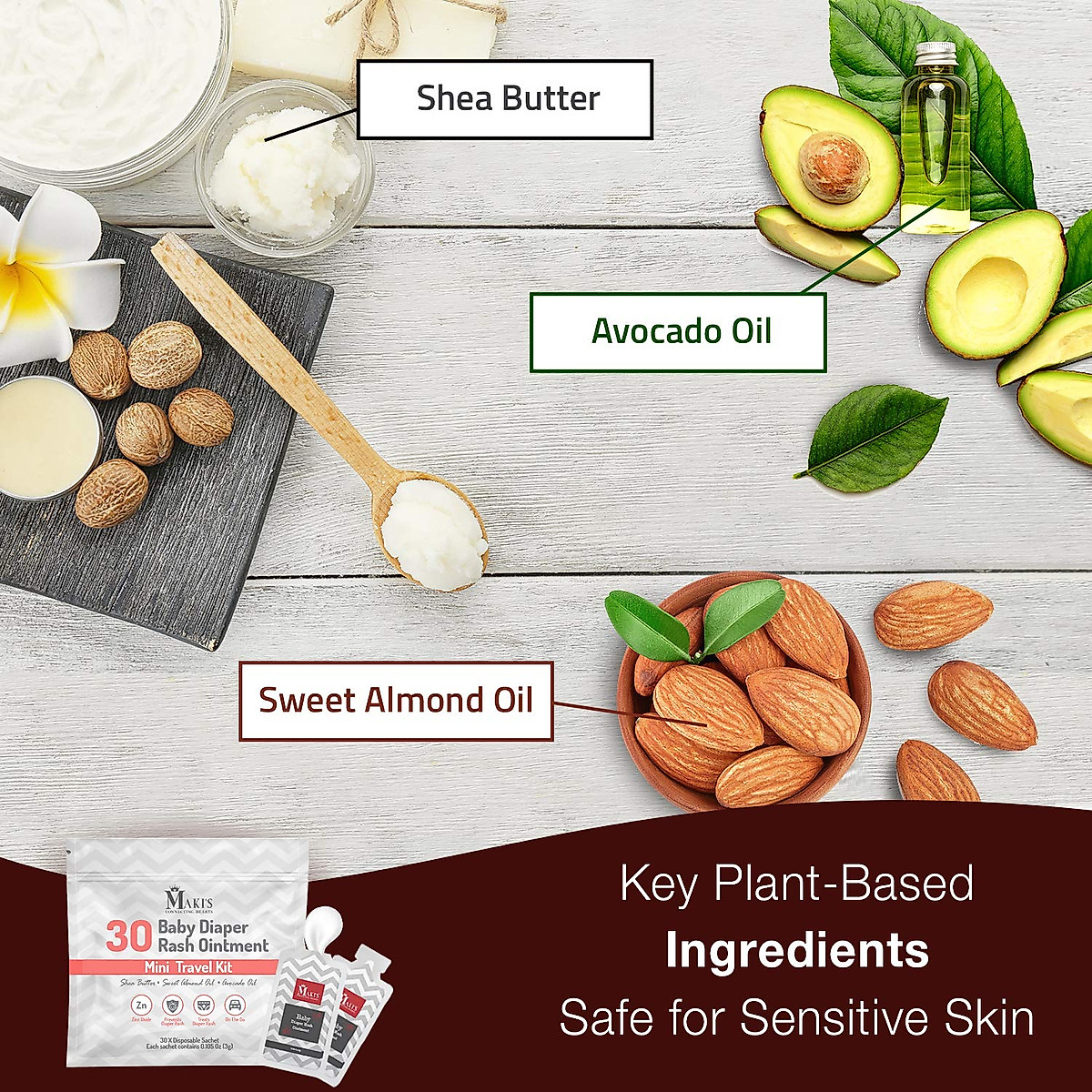 3 Pack - Maki's Baby Diaper Cream x 30 Individually Wrapped Packets | Value Pack | Diaper Cream and Ointment for Treatment & Prevention of Diaper Rash | Safe for Baby's Sensitive & Delicate Skin