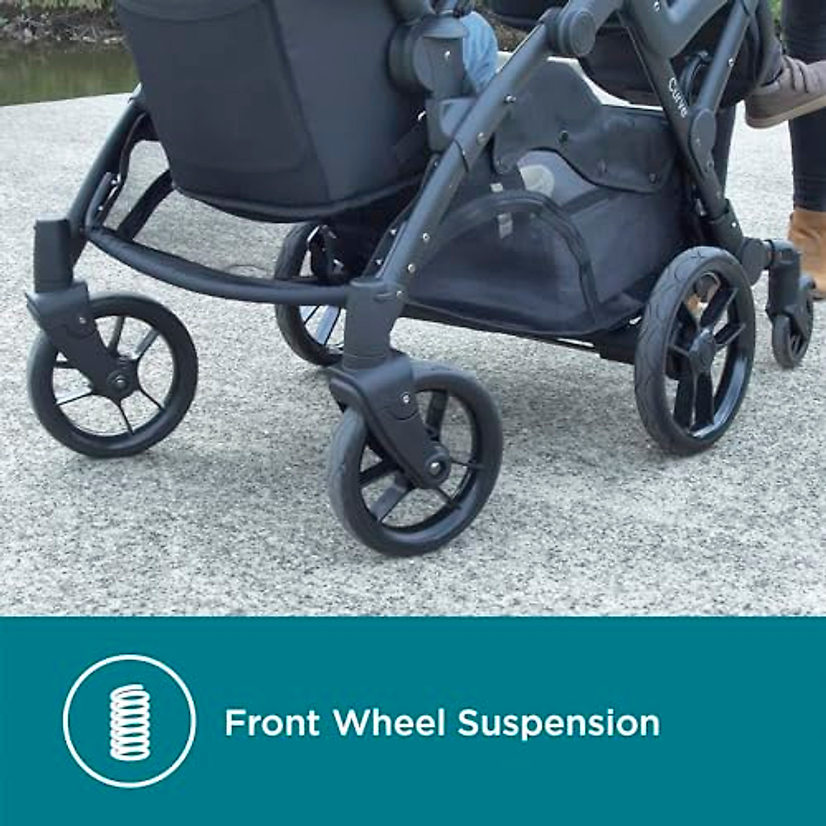Contours Curve V2 Convertible Tandem Double Baby Stroller & Toddler Stroller - Twin Stroller, 360 Turns, Removable and Reversible Seats, Infant Car Seat Compatibility - Black Herringbone