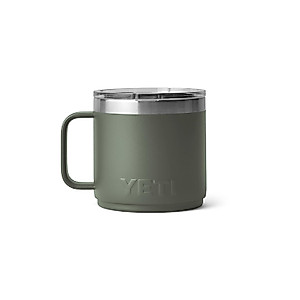 YETI Rambler 14 oz Stackable Mug, Vacuum Insulated, Stainless Steel with MagSlider Lid, Camp Green