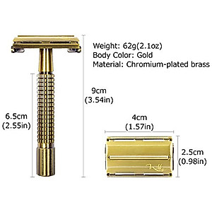 Seki Japan Double Edge Butterfly Open Safety Razor, Heavy Duty Bronze Brass Hard Chromium, 3.14inch Long Handle