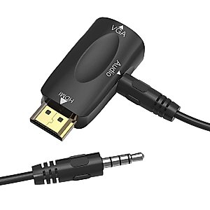 Guamar HDMI to VGA Adapter Converter with 3.5mm Audio Jack Cable,4K HDMI to VGA Converter Male to Female Gold-Plated Connector for Laptop,PC, Desktop,Monitor, Projector,HDTV,DVD