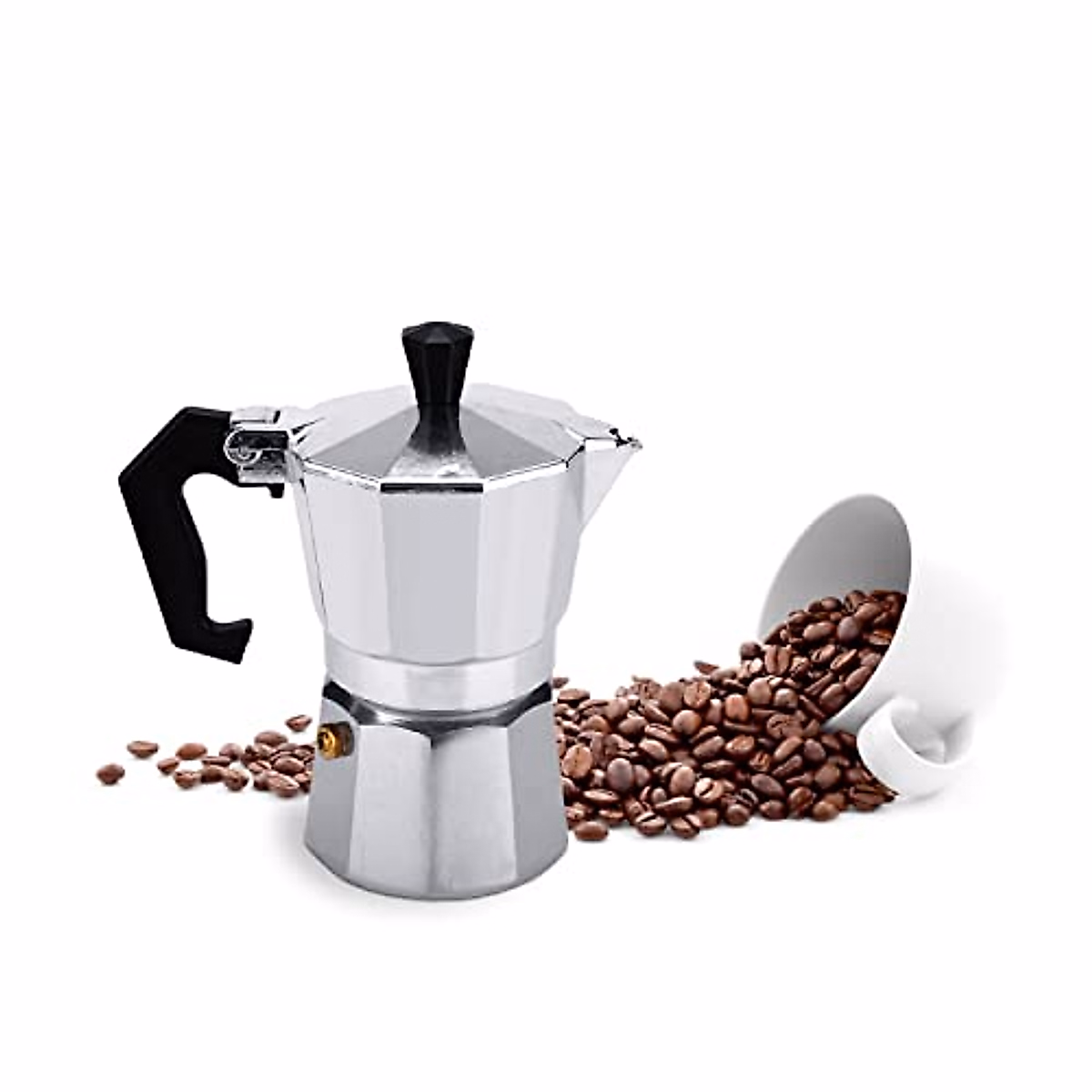 Iconic Stovetop Espresso Maker,Espresso and Coffee Maker, Makes Real Italian Coffee,Moka Pot for Classic Italian and Cuban Café Brewing,Moka Pot 2 Cup,Silver