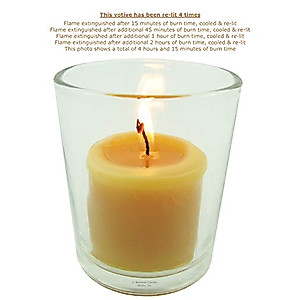 Beeswax Candle Works, 10-Hour Votives (Pack of 12) 100% USA Beeswax