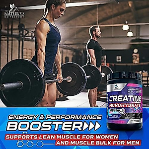 Creatine Monohydrate Powder - 100% Pure Micronized Creatine 5000mg (5g) Supports Muscle Building & Cellular Energy, Nature's Amino Acid Supplement, Gluten Free Keto Friendly, Unflavored - 60 Servings