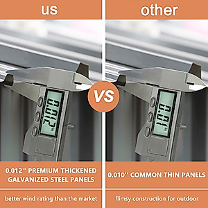 MUPATER 10 x 10 FT Outdoor Metal Storage Shed, Galvanized Tool shed Storage House with Slooping Roof and Lockable Door, Outdoor Storage Clearance to Store Patio Furniture for Garden and Backyard, Grey